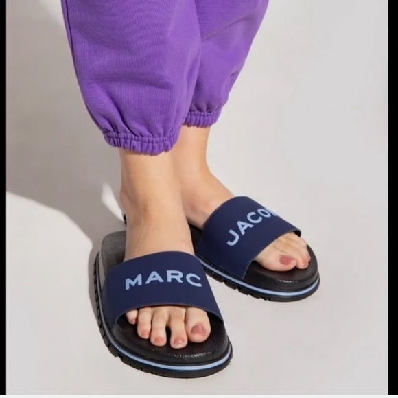 Marc Jacobs | Shoes | Nib The Marc Jacobs Slides Navy Blue White ...